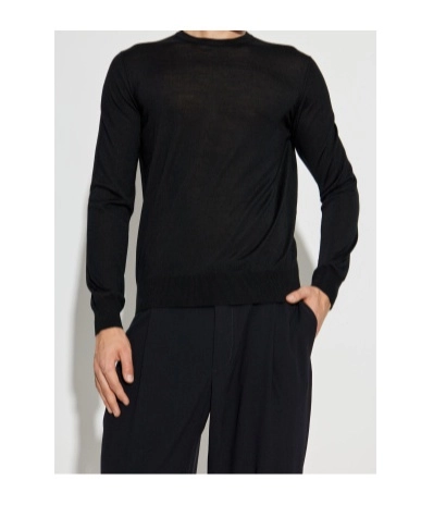 Giorgio Armani Long-sleeved Crewneck Jumper - Black