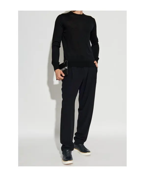 Giorgio Armani Long-sleeved Crewneck Jumper - Black
