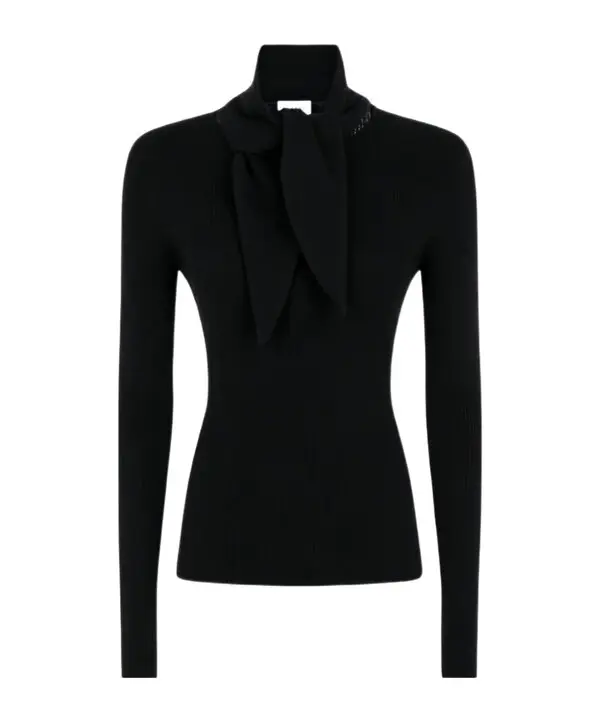 P.a.r.o.s.h Tie-neck Ribbed-knit Sweater - Black