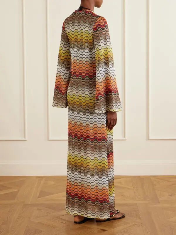 Missoni Horse-pattern Metallic Crochet Knit Dress