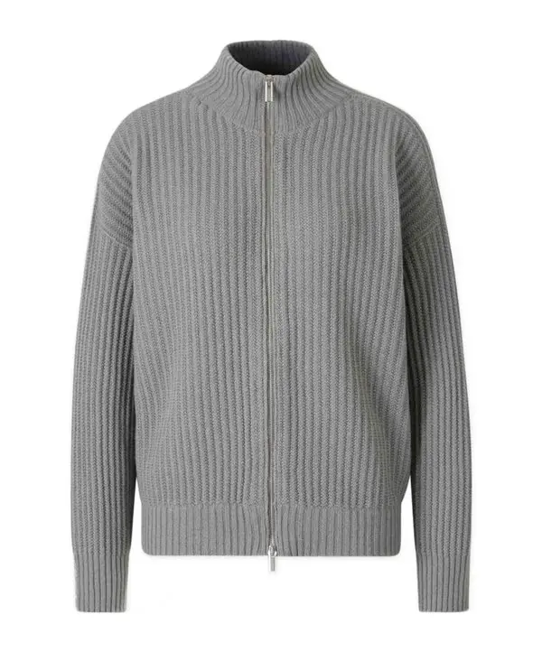 Peserico Ribbed-knit Zip-up Cardigan - Gray