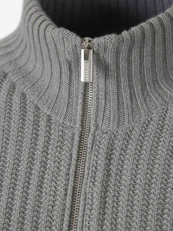 Peserico Ribbed-knit Zip-up Cardigan