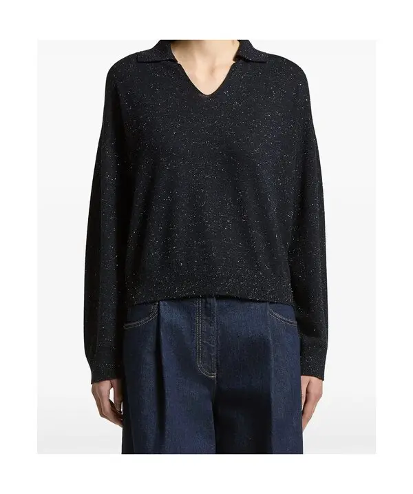 Peserico Lurex Collar Knitted Top - No