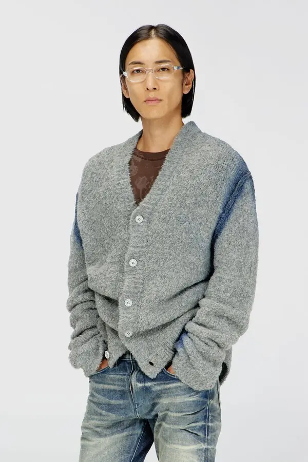 DIESEL® Alpaca-blend Cardigan With Spray-dyed Seams