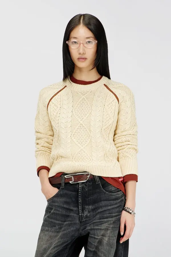 DIESEL® Cable-knit Jumper With Contrast Bands