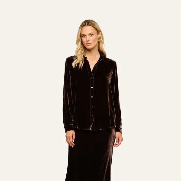 L'Agence Argo Velvet Blouse Top