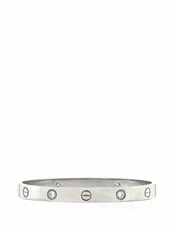 Cartier Love 4 Diamond 18k White Gold And Diamonds Bracelet - Silver