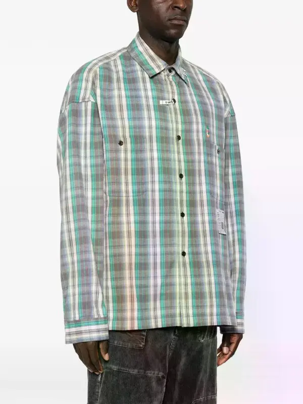 Mihara Yasuhiro Check-pattern Logo-patch Shirt