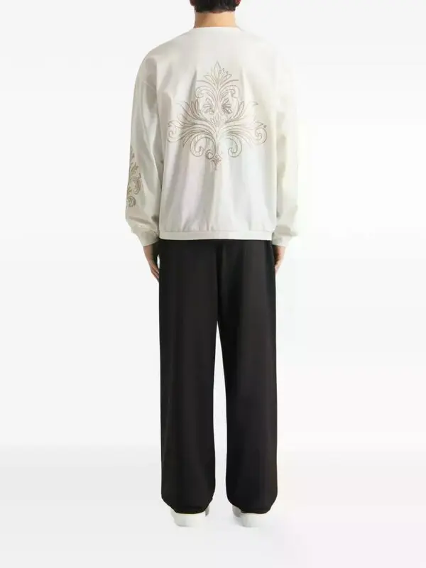 DON'T WASTE CULTURE Embroidered Crew-neck Sweatshirt