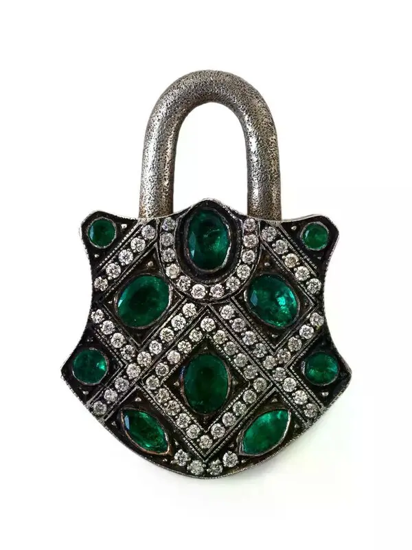 SEVAN BIÇAKÇI Green Garnet And Diamond Padlock Pendant