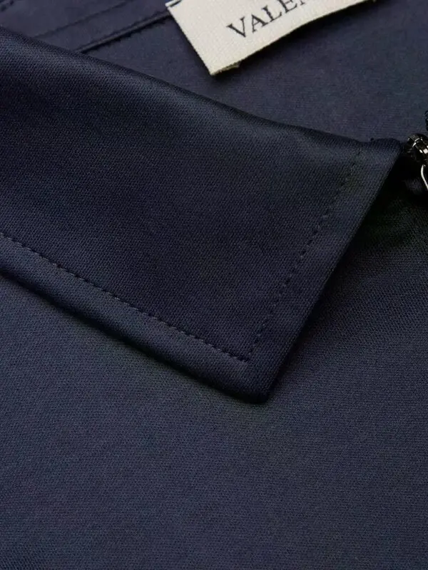 VALENZA Zip-neck Long-sleeve Polo Shirt