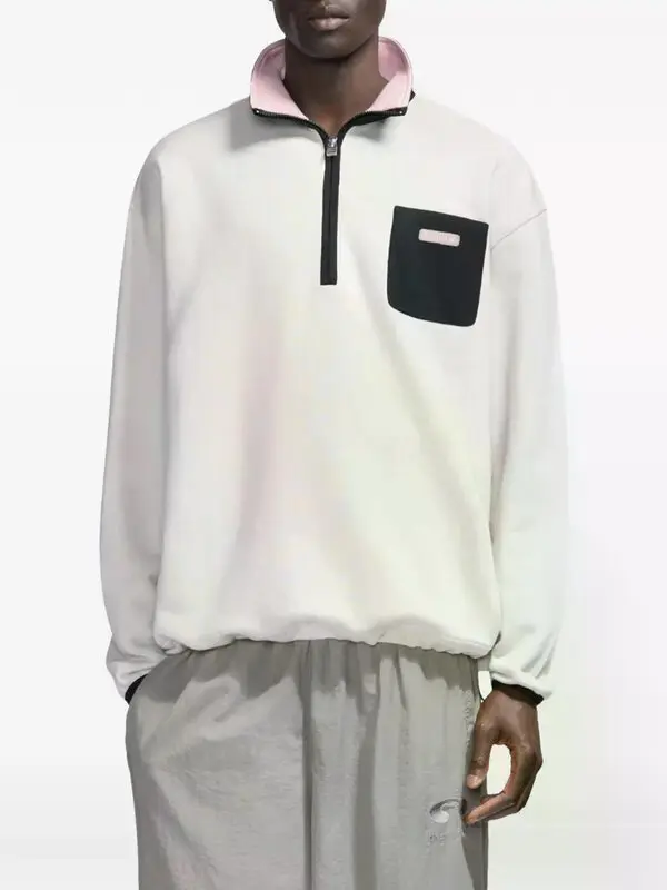 FLANEUR Badge Half-zip Sweatshirt - Grey