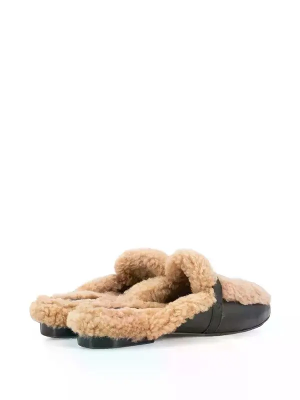 TORAL SHOES Daphne Shearling-trim Leather Slippers