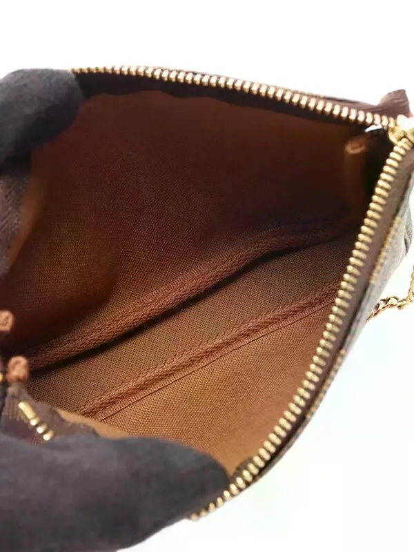 LOUIS VUITTON 2015 Damier Ebene Christmas Animation Evasion Mini Pochette Accessoires Handbag - Brown