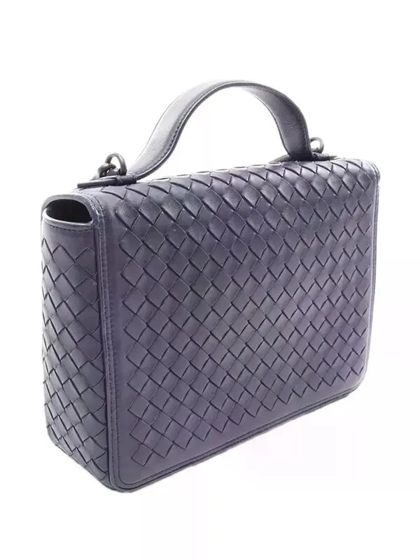Bottega Veneta 2012-2026 Nappa Intrecciato Flap Satchel - Blue