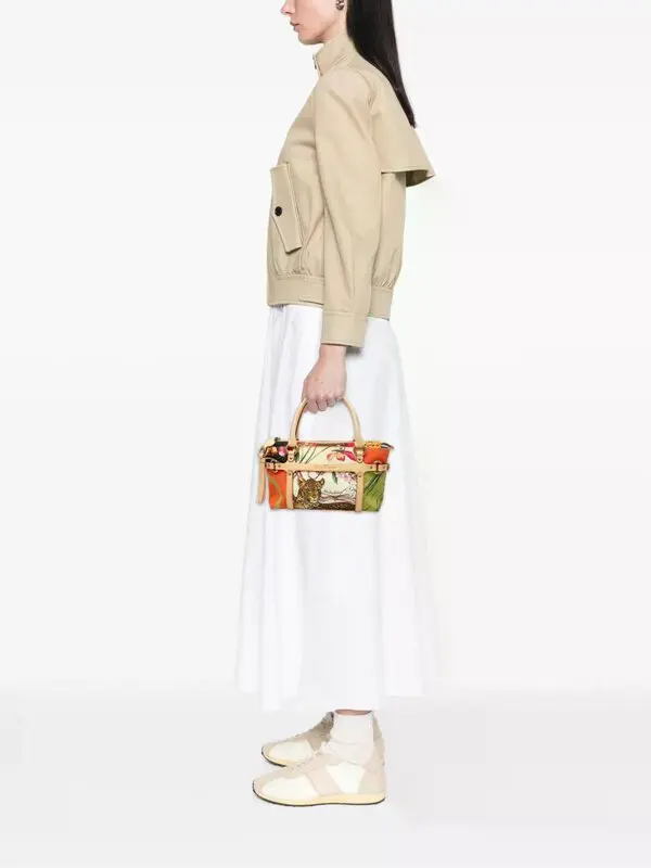 FERRAGAMO 2000-2026 Printed Satin And Leather Fiera Satchel