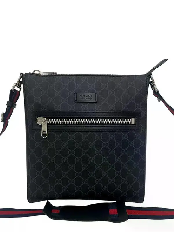 Gucci 2000-2015 Medium Gg Supreme Web Messenger Bag Crossbody Bag - Black