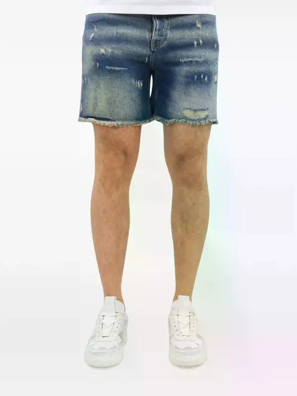 FLANEUR Distressed Frayed-hem Denim Shorts