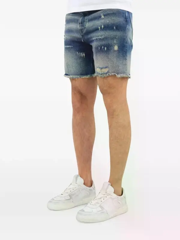FLANEUR Distressed Frayed-hem Denim Shorts