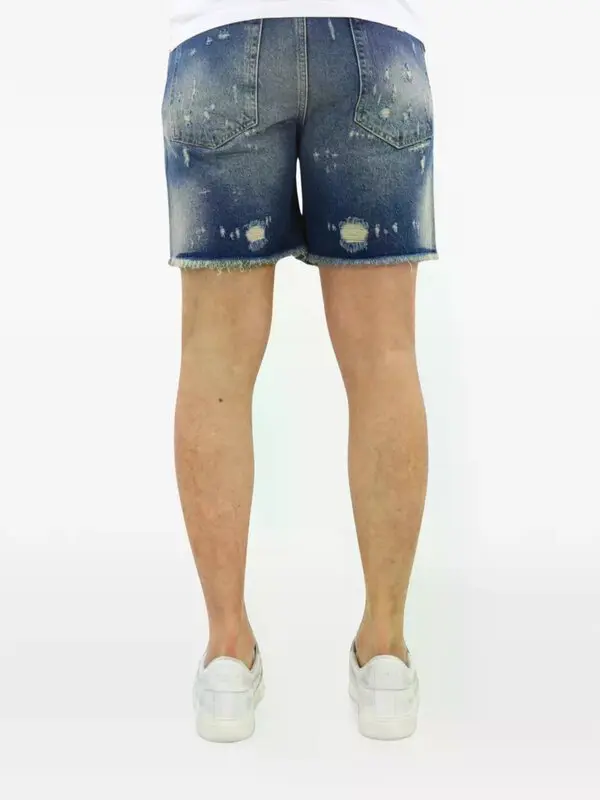 FLANEUR Distressed Frayed-hem Denim Shorts