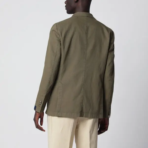 SANTANIELLO Olive Slim-fit Single-breasted Linen Blazer - Green