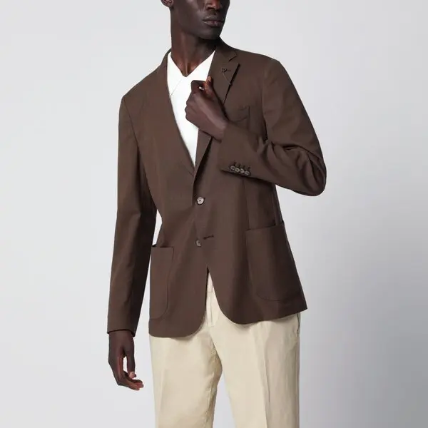 SANTANIELLO Slim-fit Single-breasted Linen Blazer