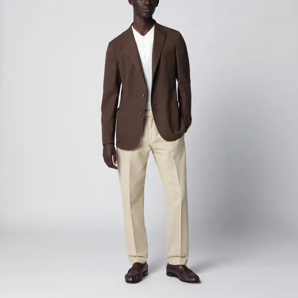 SANTANIELLO Slim-fit Single-breasted Linen Blazer