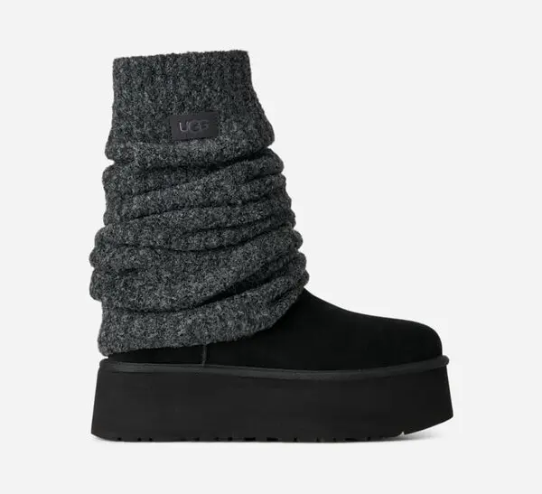 UGG Classic Mini Dipper Legwarmer Knit Classic Boots - Black