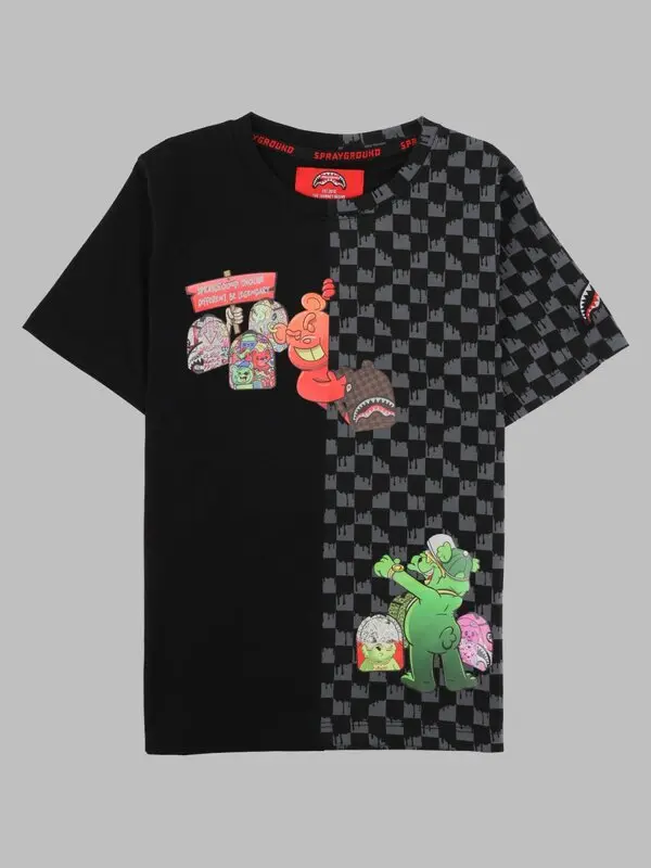 SPRAYGROUND Throw It To Me Drip Checkered Split Regular T Shirt
