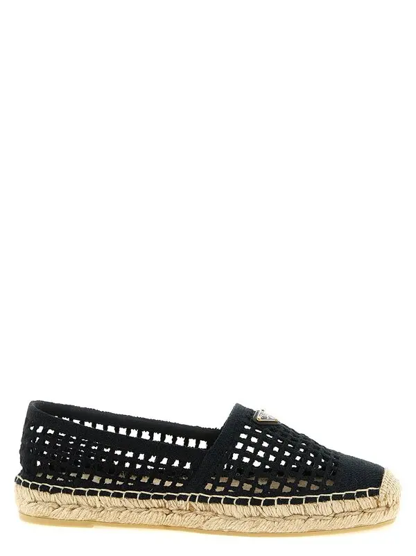 Prada Crochet Knitted Espadrilles - Black