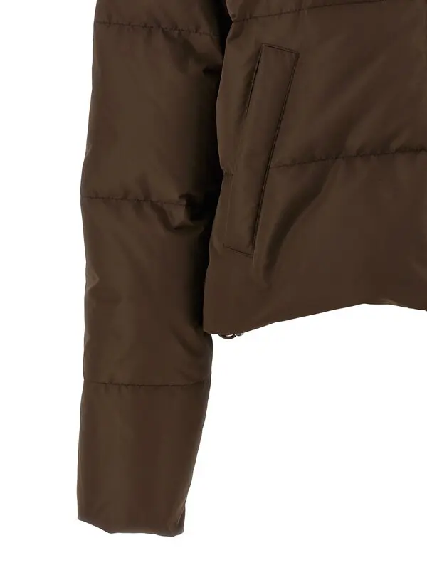 Miu Miu Pongé Tec Down Jacket - Brown