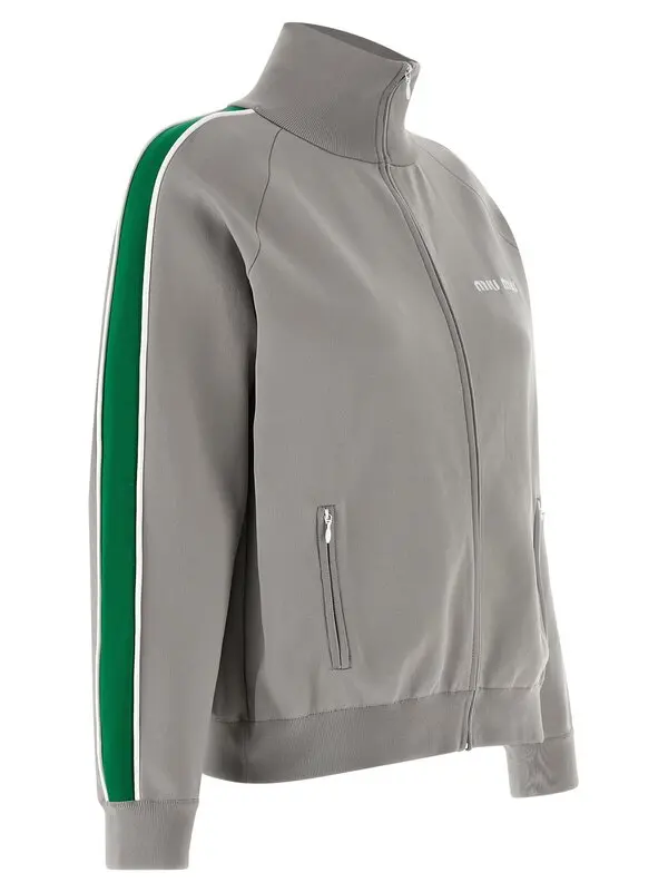 Miu Miu Logo Embroidery Sweatshirt - Gray