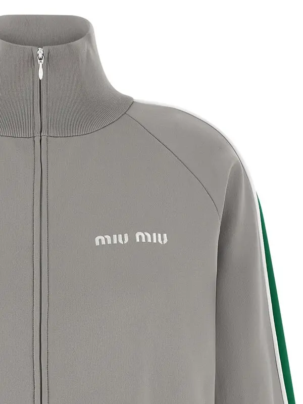 Miu Miu Logo Embroidery Sweatshirt - Gray