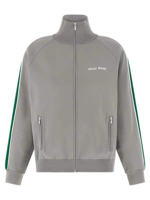 Miu Miu Logo Embroidery Sweatshirt - Gray