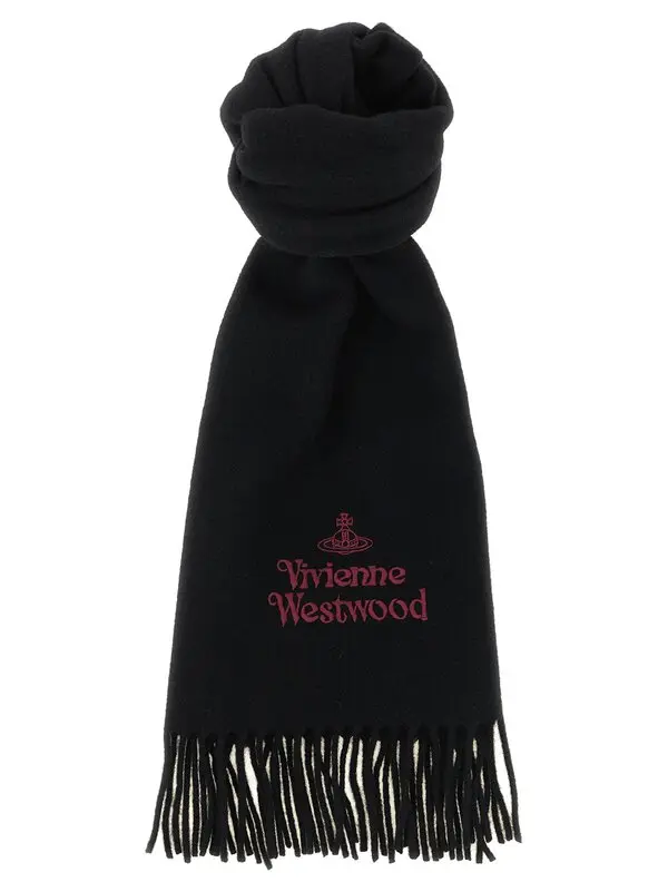 VIVIENNE WESTWOOD Logo Embroidery Scarf - Black