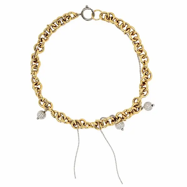 KIREI Silver / Gold Trace Two-tone Pavé Chain Necklace