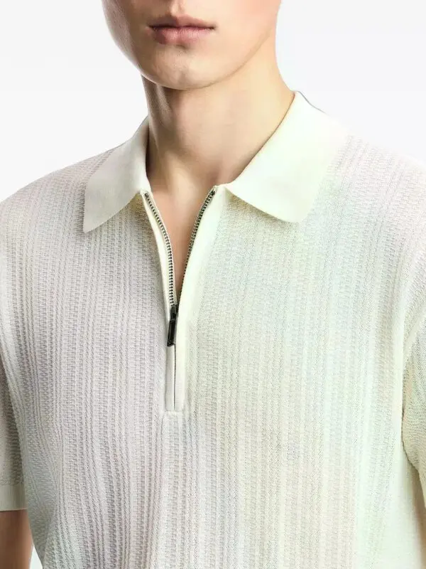 Emporio Armani Quarter-zip Ribbed Polo Shirt