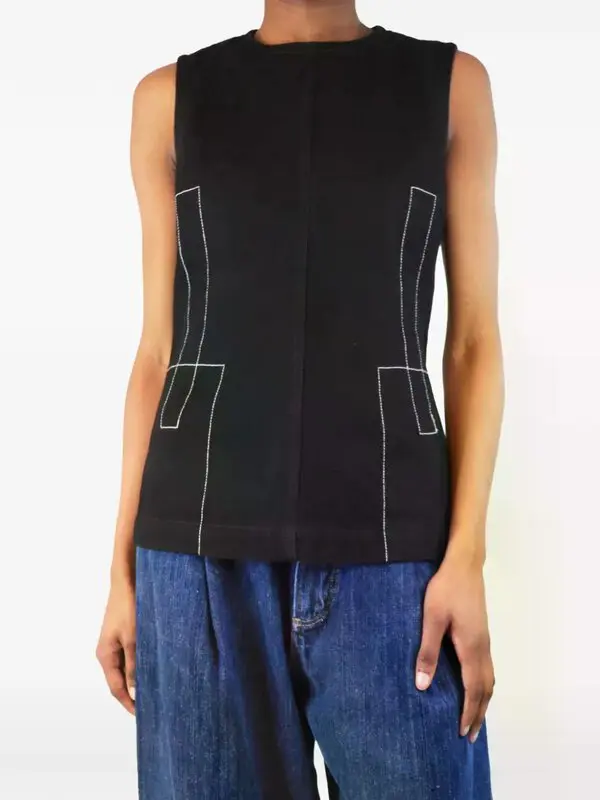 Marni Contrast-stitched Sleeveless Top
