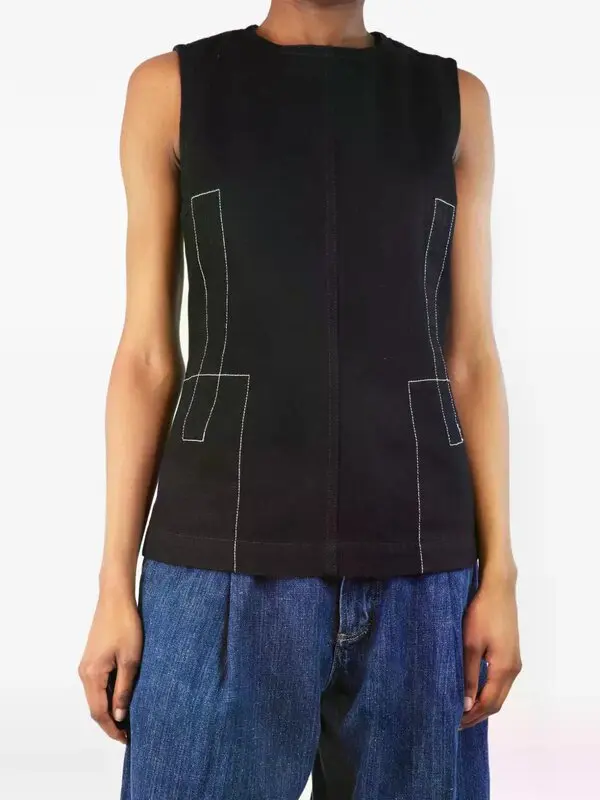 Marni Contrast-stitched Sleeveless Top