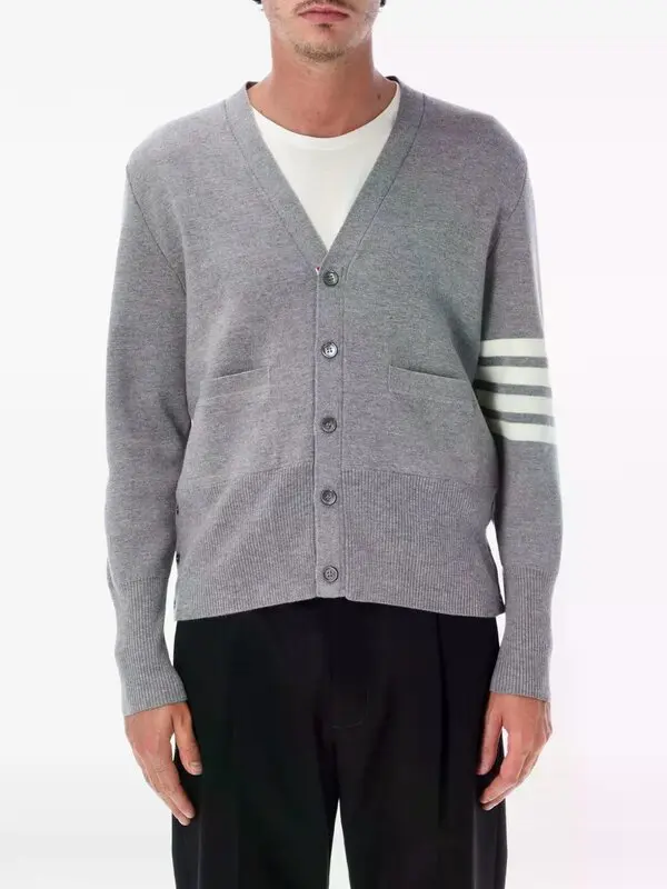 Thom Browne Merino Wool 4-bar Milano-stitch Cardigan - Grey
