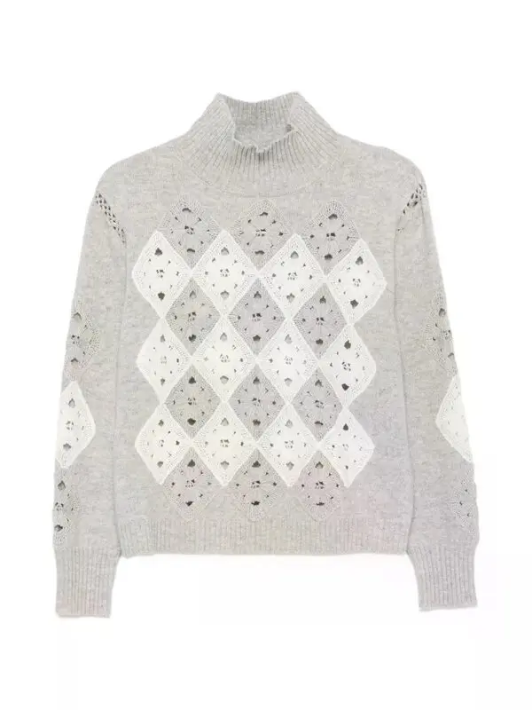 ERMANNO FIRENZE Argyle Crochet-knit Sweater