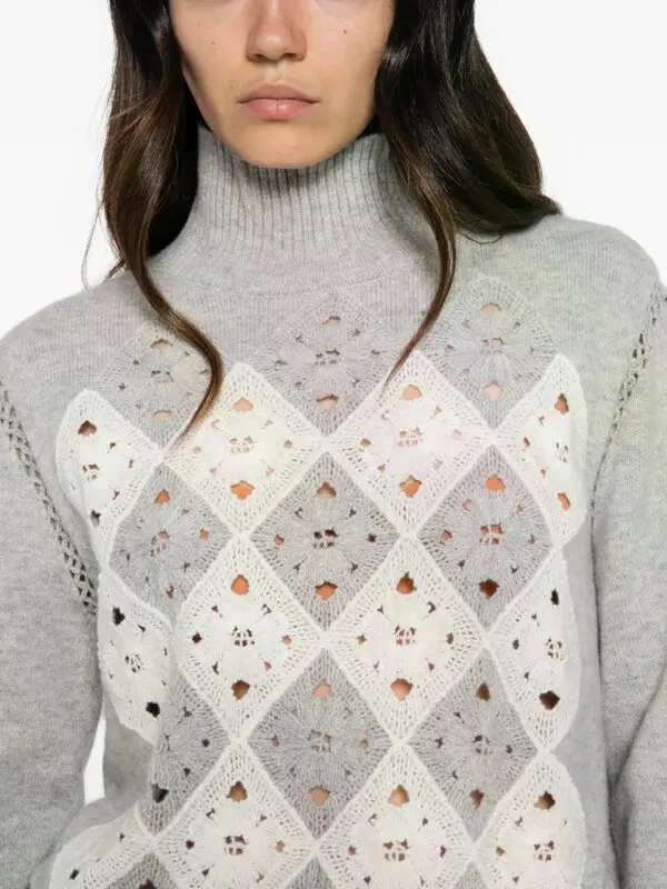 ERMANNO FIRENZE Argyle Crochet-knit Sweater