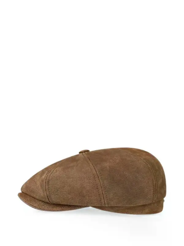 Stetson Panelled Leather Flat Cap