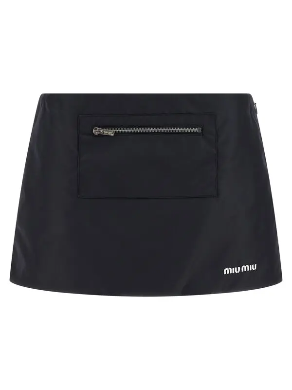 Miu Miu Nylon And Fleece Skirt - Blue