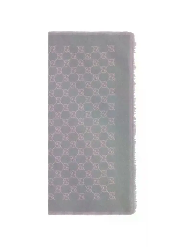 Gucci Gg-monogram Fringed Scarf - Grey