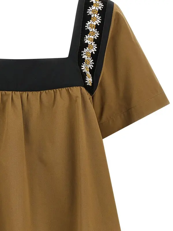 Prada Embroidery Top - Cream