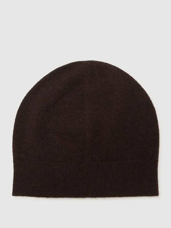 REISS Mollie 100% Cashmere Beanie - Chocolate