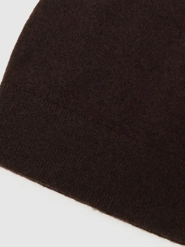 REISS Mollie 100% Cashmere Beanie - Chocolate
