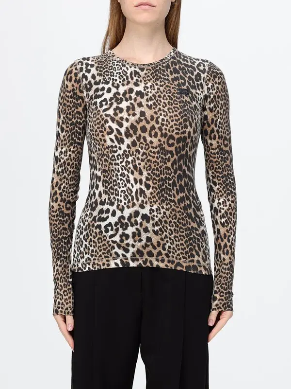 GANNI T-shirt - Brown