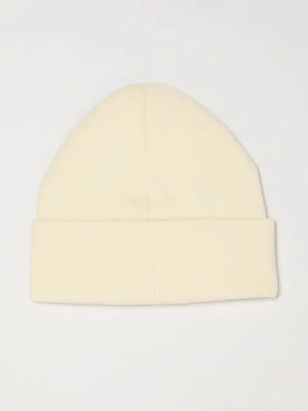 Fred Perry Cotton Beanie Hat With Embroidered Logo And Cuff - Ecru